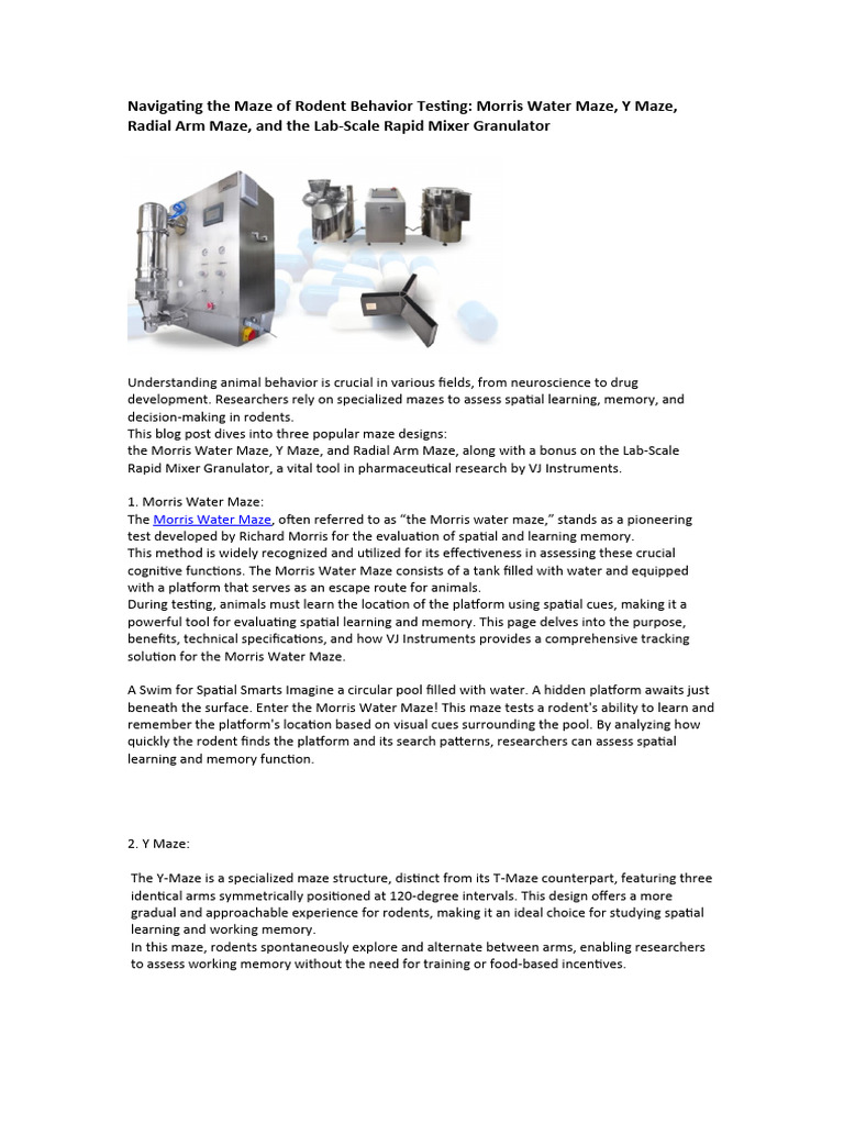 Navigating The Maze of Rodent Behavior Testing | PDF | Cognitive ...