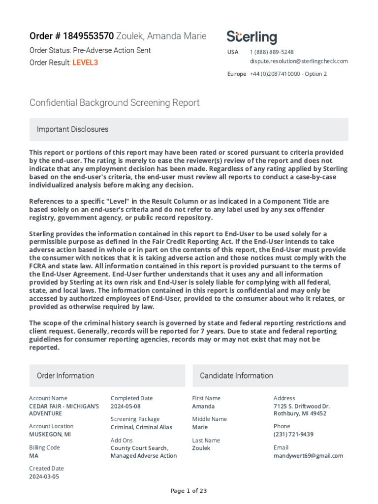 Zoulek_Amanda_report | PDF | Credit History | Credit Bureau