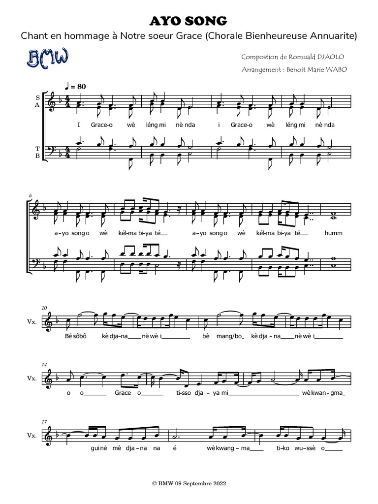 Ayo Song (Aurevoir Grâce) | PDF
