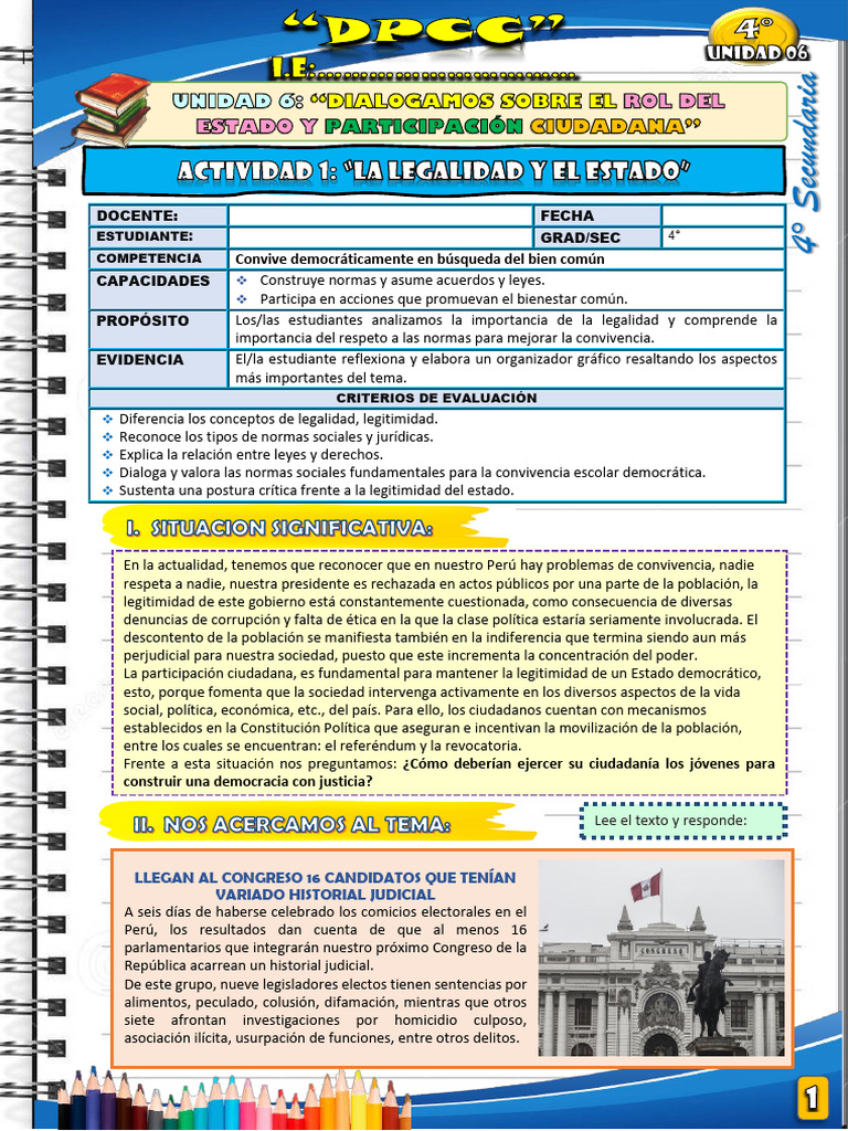 4° DPCC - Actv.04-Unid.3 2024 | PDF | Democracia | Ideologías políticas