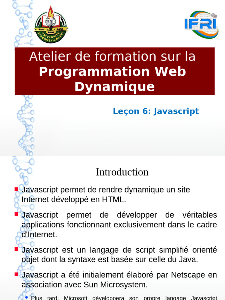 Lecon4 1 Dynamisation Des Pages Web Cote Client Javascript | PDF | JavaScript | Cookie ...
