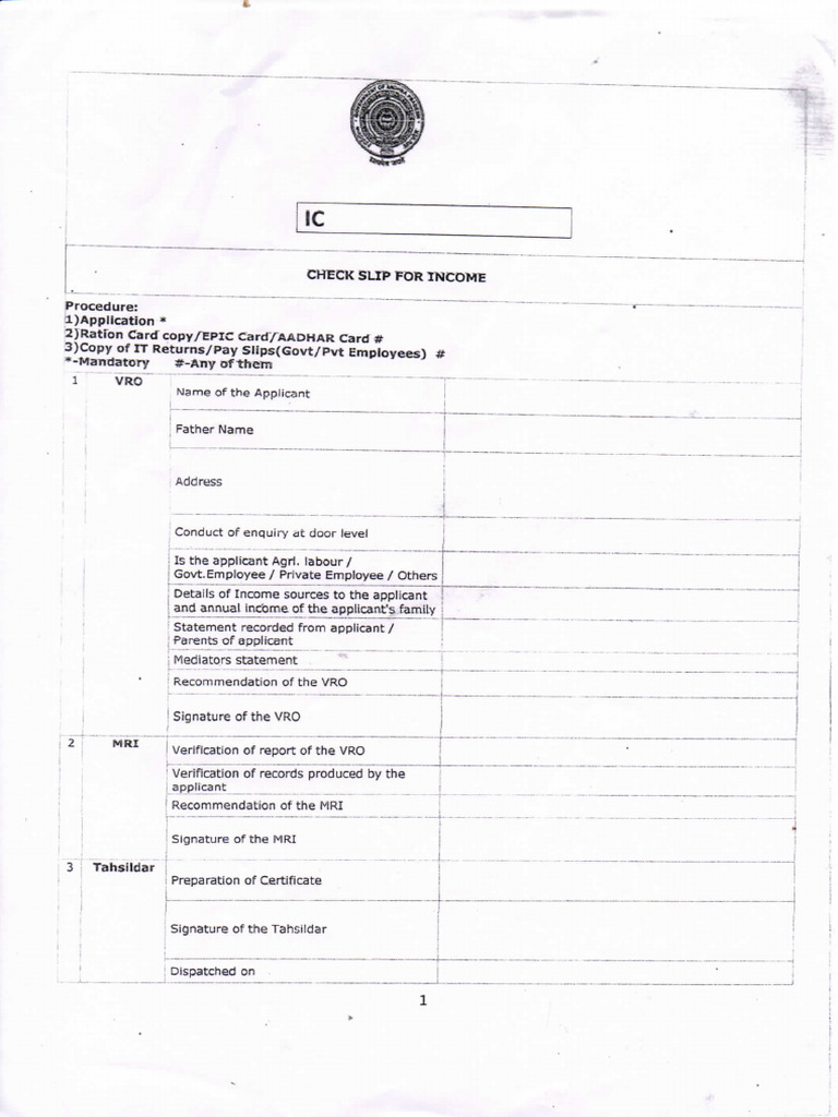 Income Check List007 | PDF