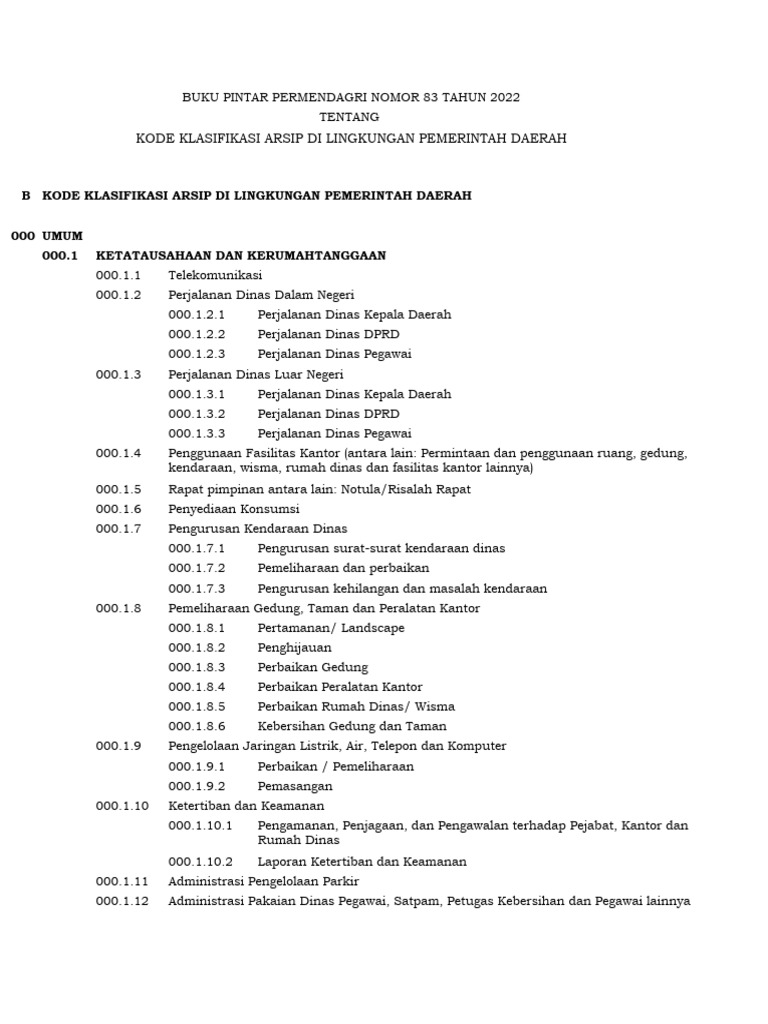 Buku Pintar Kode Klasifikasi | PDF