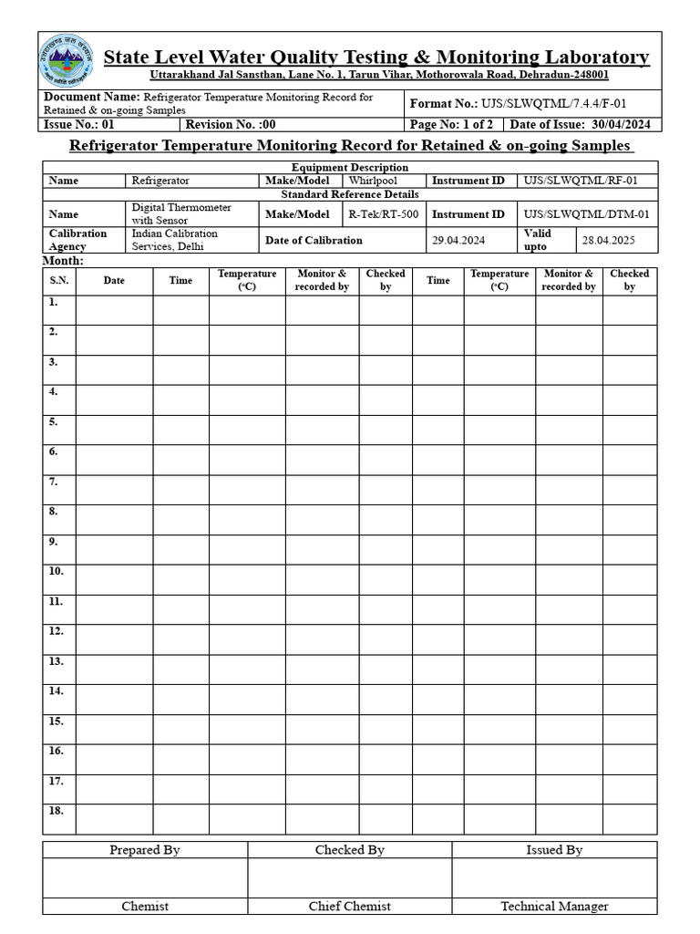 Temperature Refrigerator | PDF | Calibration | Metrology