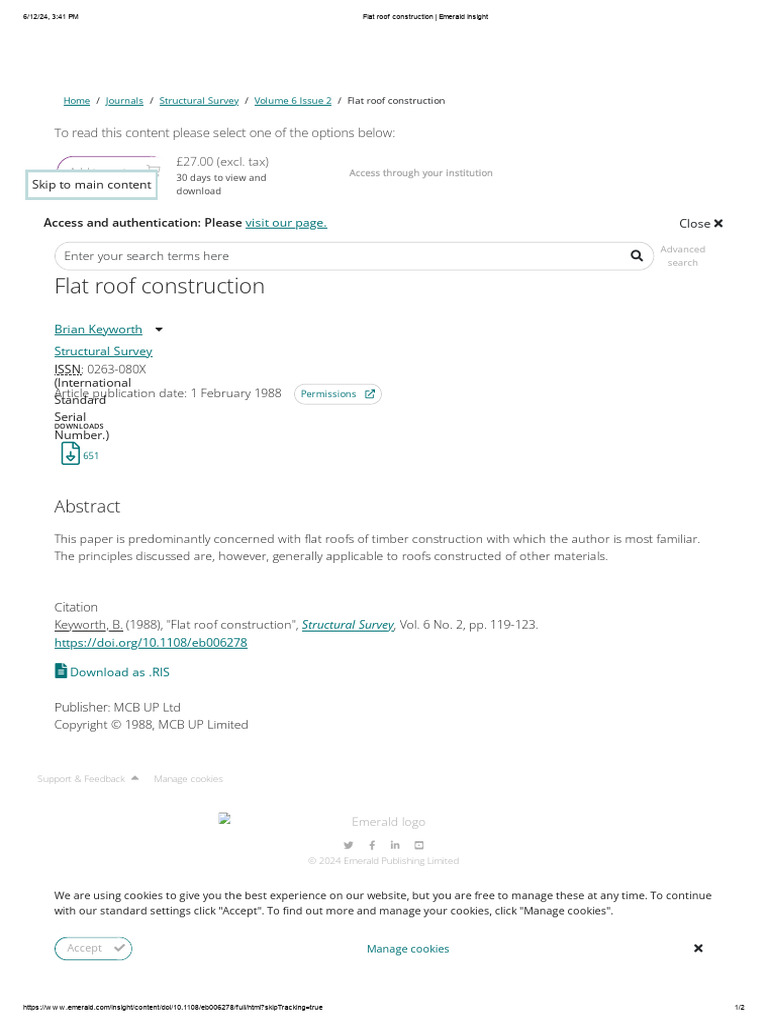 Flat Roof Construction - Emerald Insight | PDF | Http Cookie