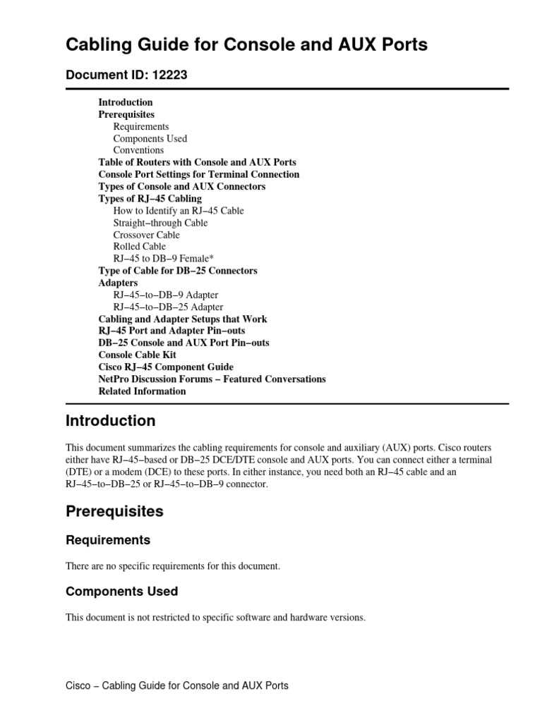 7820-Cabling Guide For Console and AUX Ports | PDF | Physical Layer Protocols ...