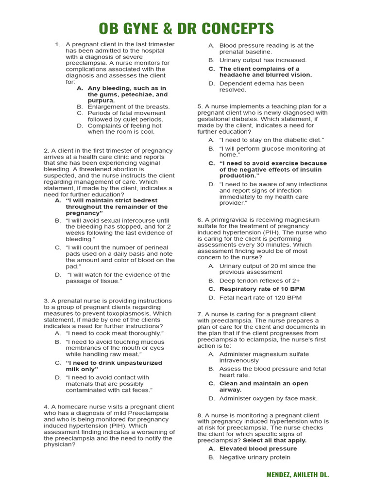 MCN-RLE-PRACTICE-QS | PDF | Pregnancy | Childbirth