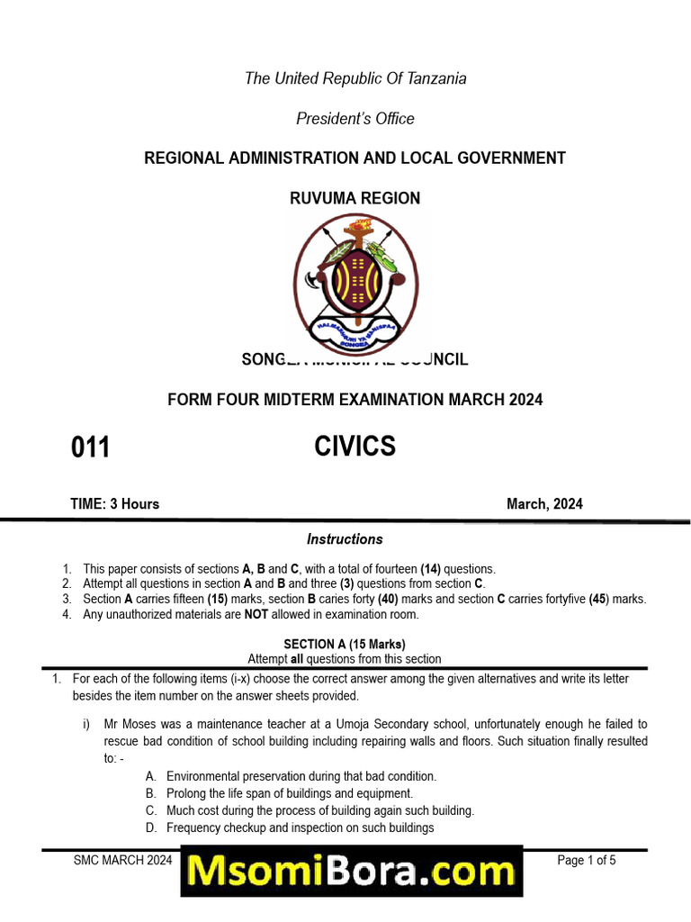 CIVICS - Exam N Answers | PDF | Teachers | Separation Of Powers