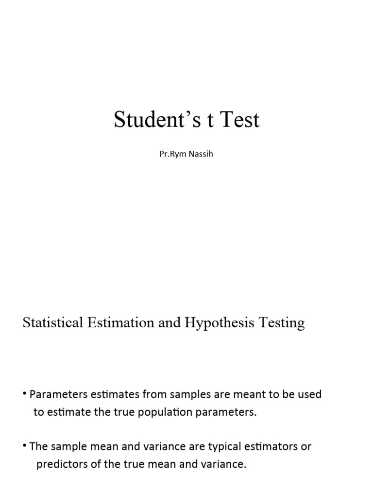 Students T Test | PDF | Student's T Test | Variance