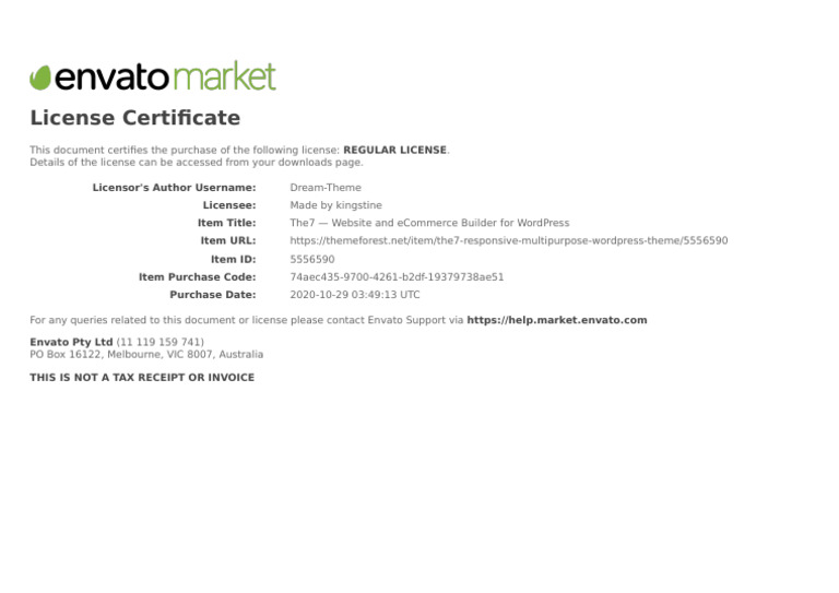 The7 Responsive Multipurpose Wordpress Theme License | PDF