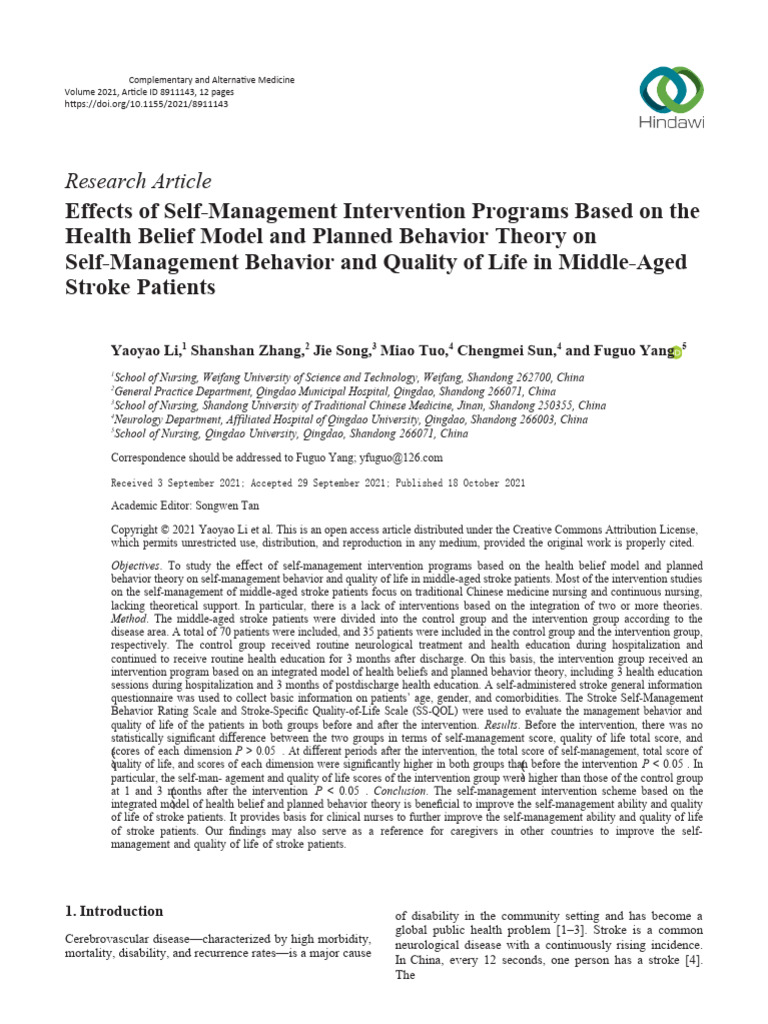 HBM Dan TPB Pada Stroke Word | PDF | Medicine | Clinical Medicine