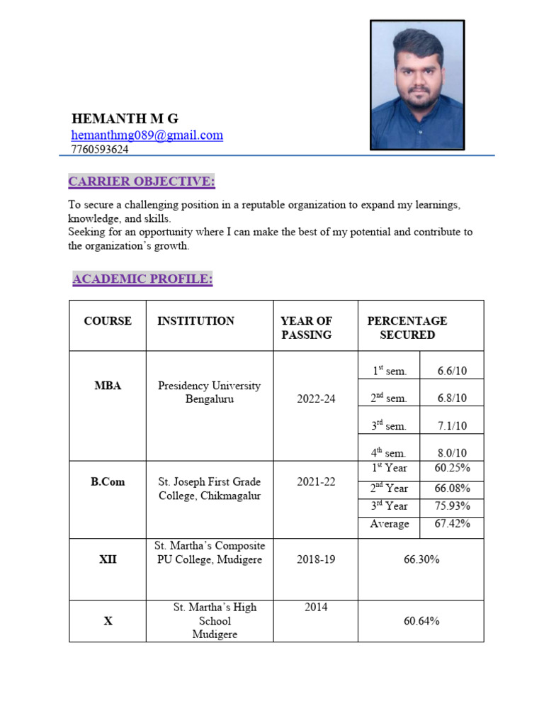 HEMANTH RESUME | PDF