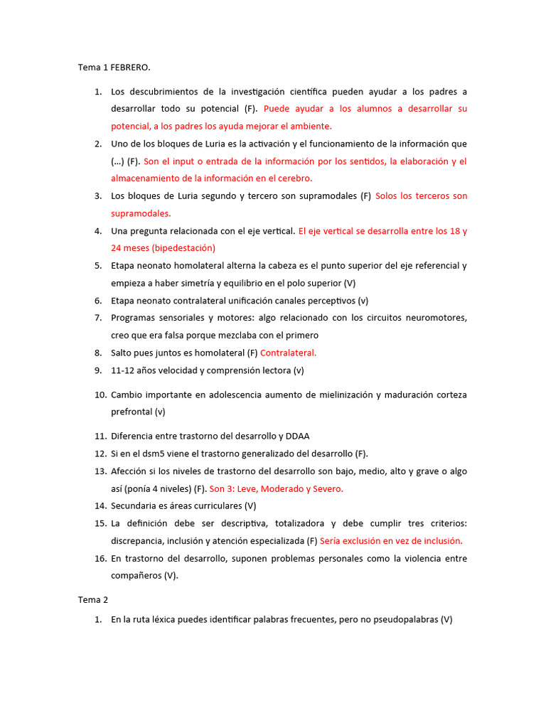 Examen FEBRERO | PDF | Dislexia | Neurociencia