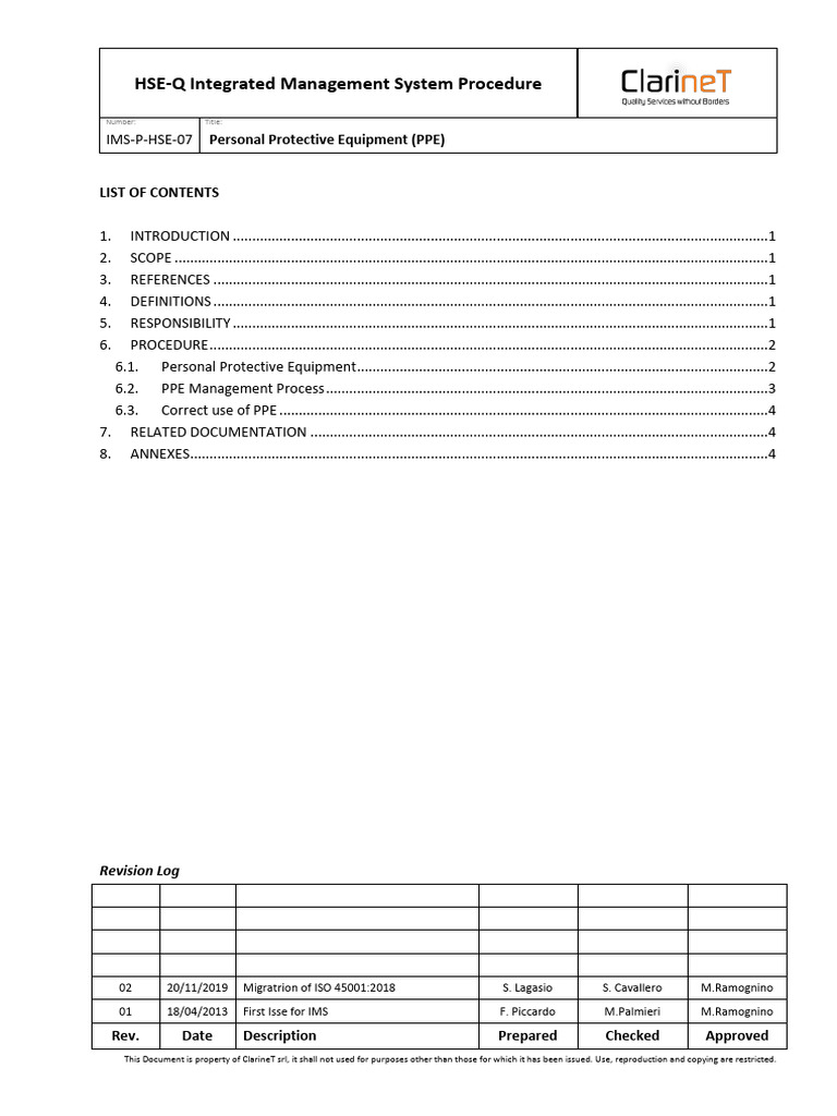 PPE Management in HSE Procedures | PDF | Personal Protective Equipment ...