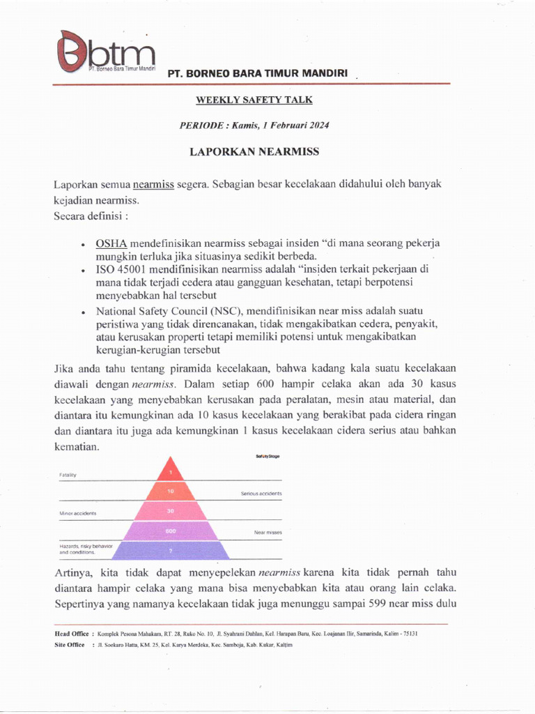 Materi Safety Talk 1feb24 | PDF