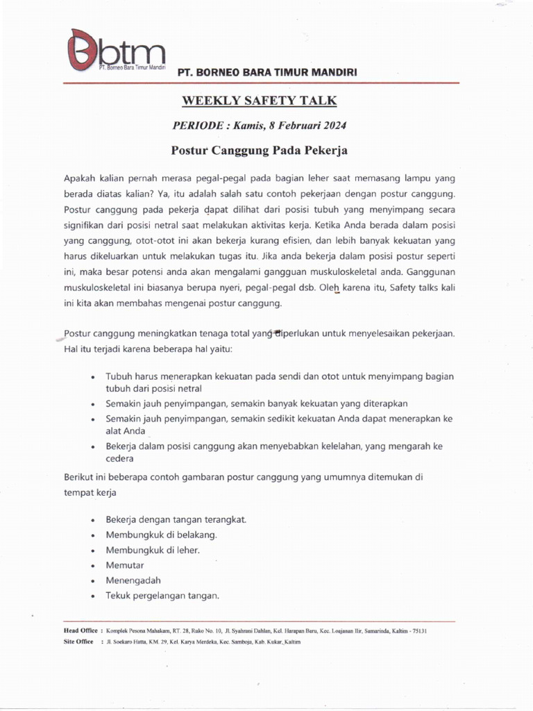 Materi Safety Talk 8Feb24 | PDF