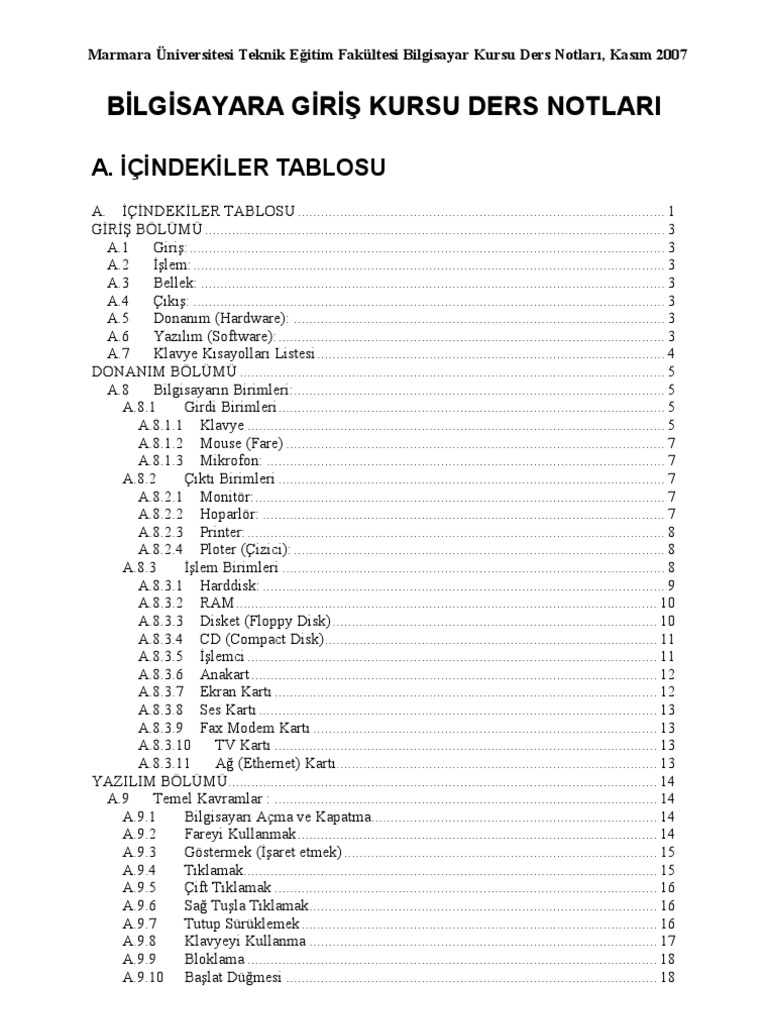 Bilgisayara Giris Ders Notu Uzun | PDF