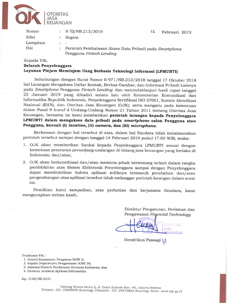 Surat OJK S-72NB.2132019 | PDF