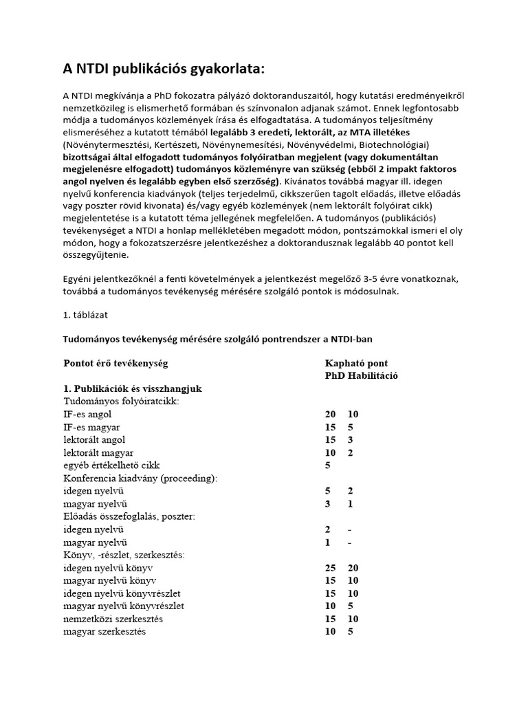 A NTDI Publikációs Gyakorlata | PDF