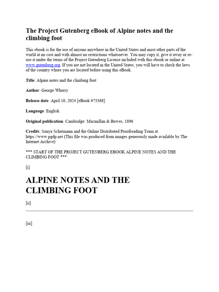 Alpine notes and the climbing foot | PDF