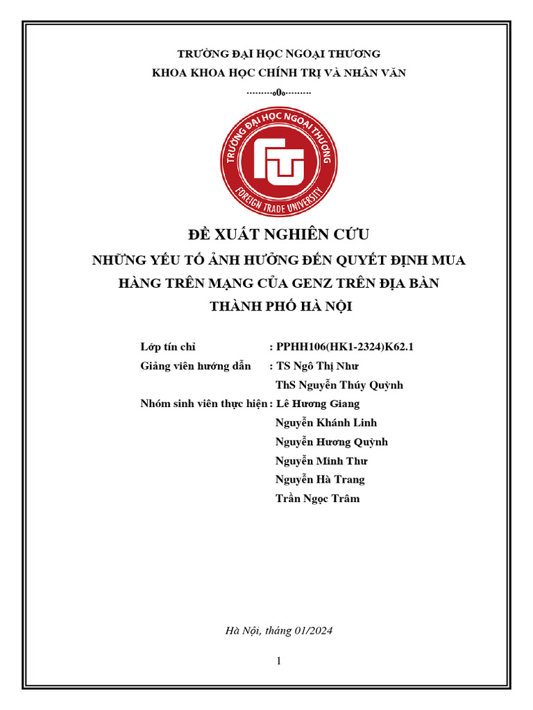 Đề xuất NCKH - Nhóm 4 | PDF