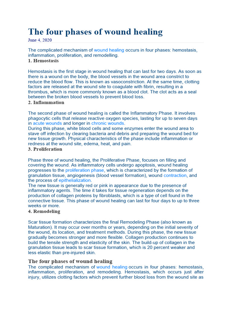 4 PHASES OF WOUND HEALING | PDF | Wound Healing | Healing