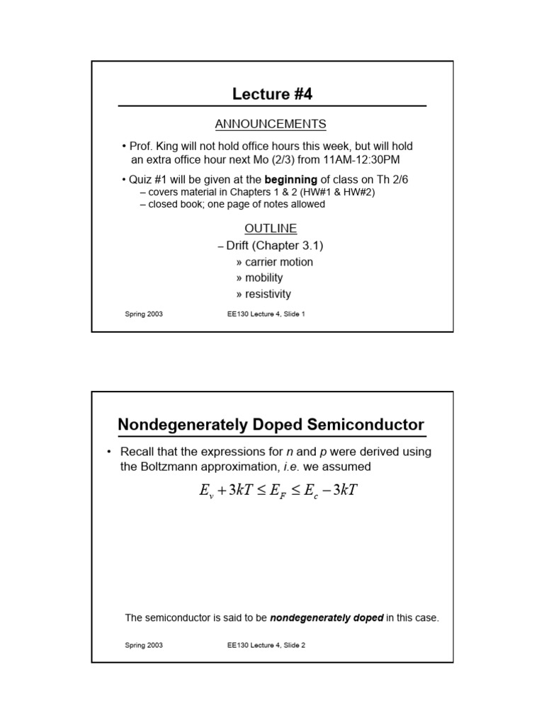 Lecture 4 | PDF | Doping (Semiconductor) | Electron