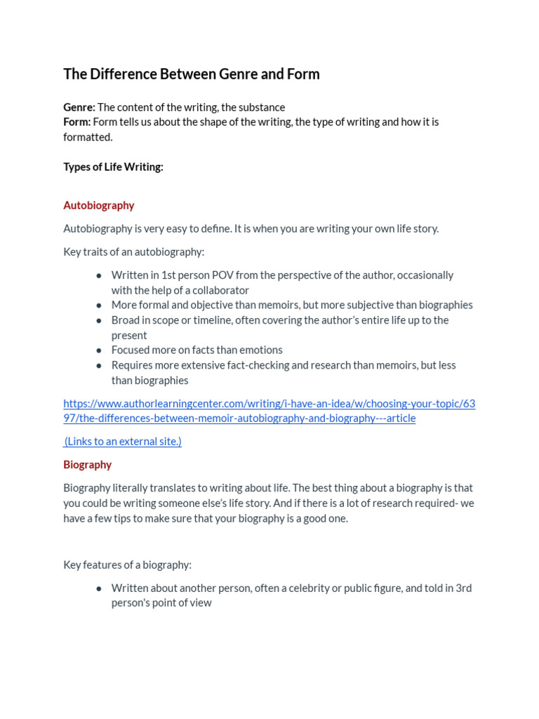 English T3 - Creative Non-Fiction (Life Writing) | PDF | Biography ...