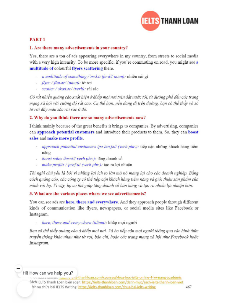 Ielts Speaking- Ad Ielts Thanh Loan | PDF