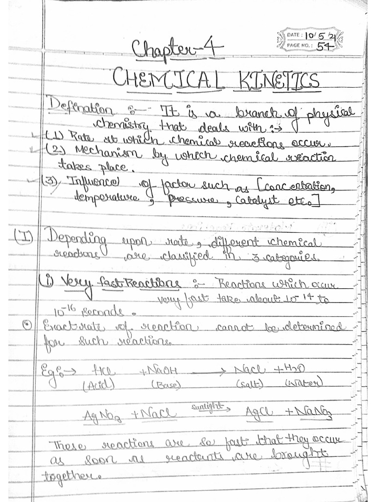 Chemical Kinetics Notes | PDF