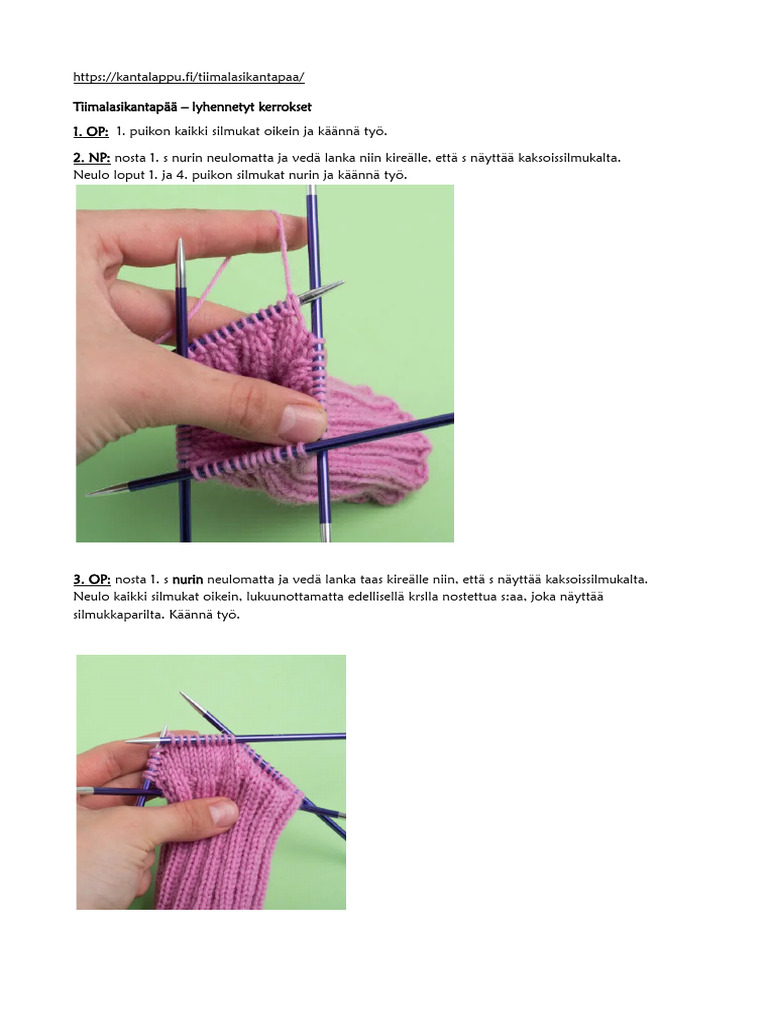 Three Different Gussets - Knitting - Finnish | PDF