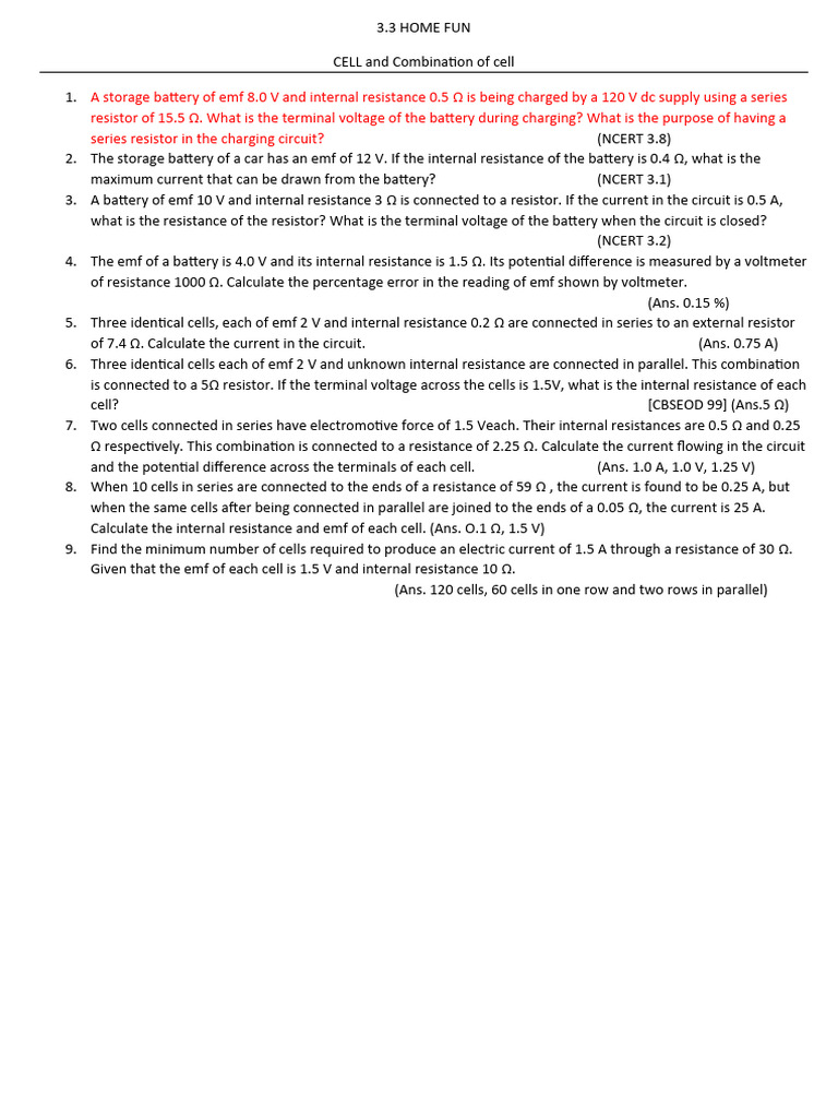 3.3 Cell and Combination of Cell | Download Free PDF | Voltage ...