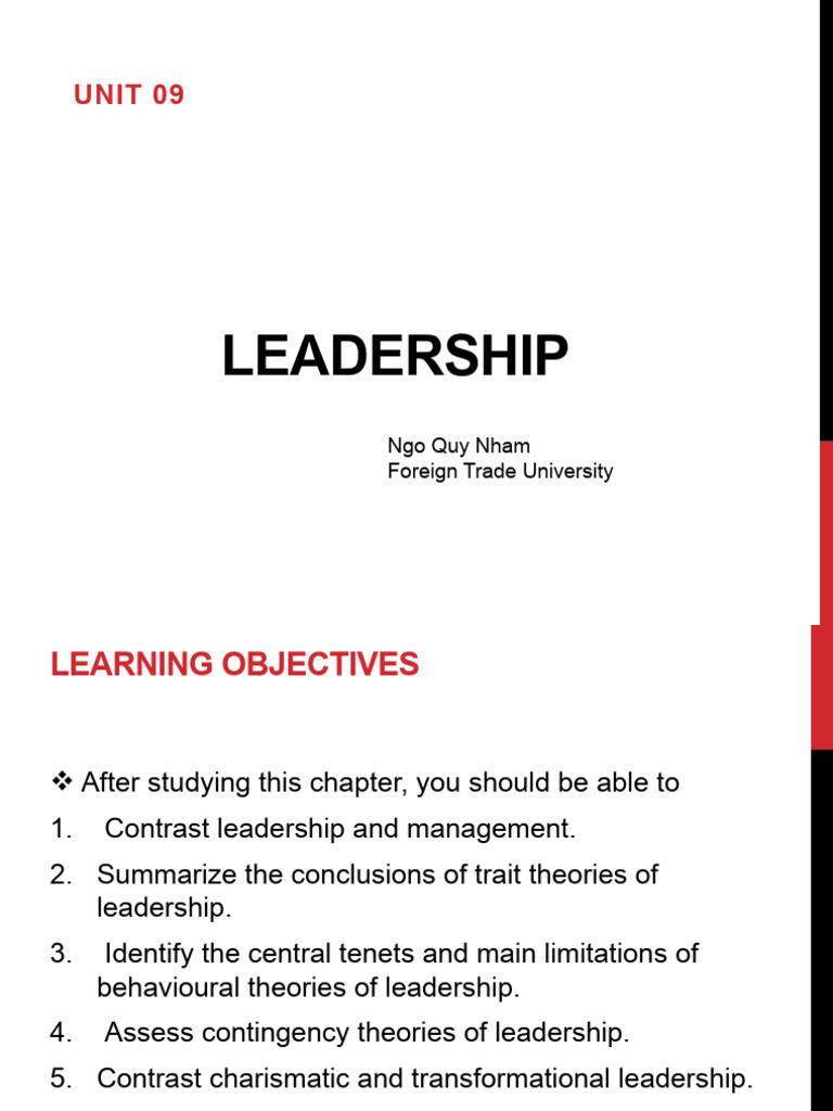 Unit09 Leadership - Handout - Organizational Behavior | PDF | Leadership | Popular Psychology