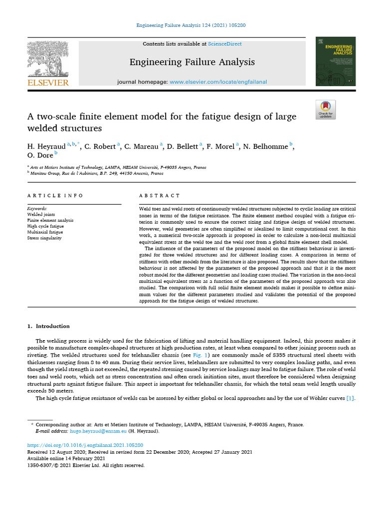 Engineering Failure Analysis: H. Heyraud, C. Robert, C. Mareau, D. Bellett, F. Morel, N ...