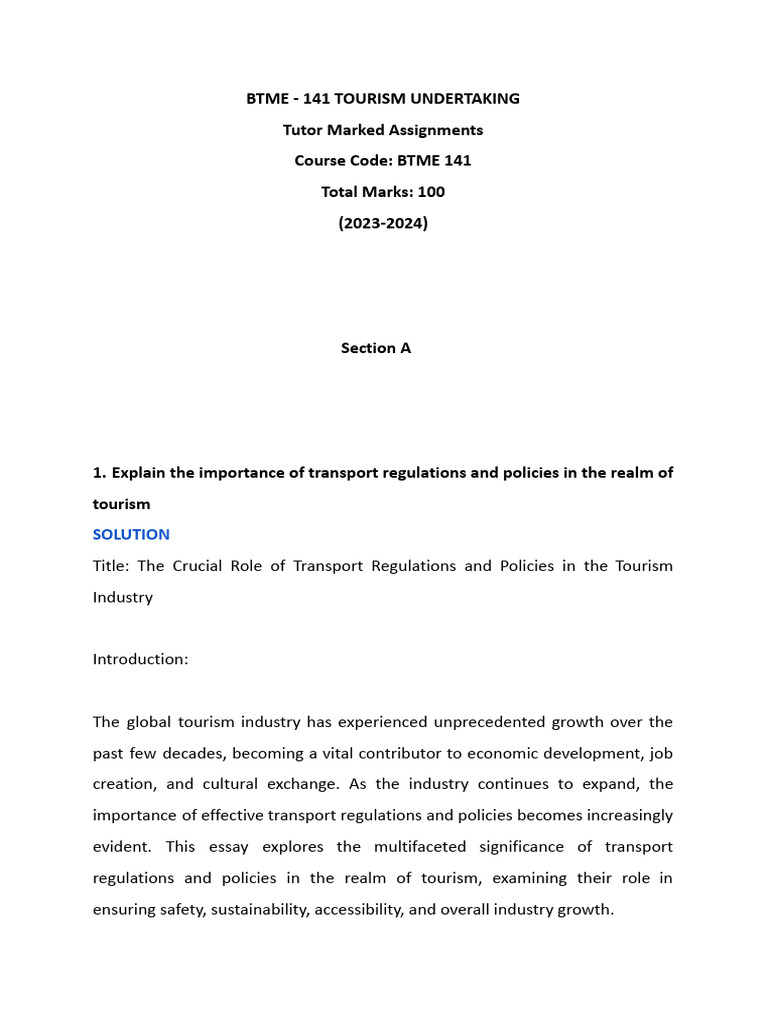 BTME 141: Tourism Transport Policies | PDF | Virtual Reality ...
