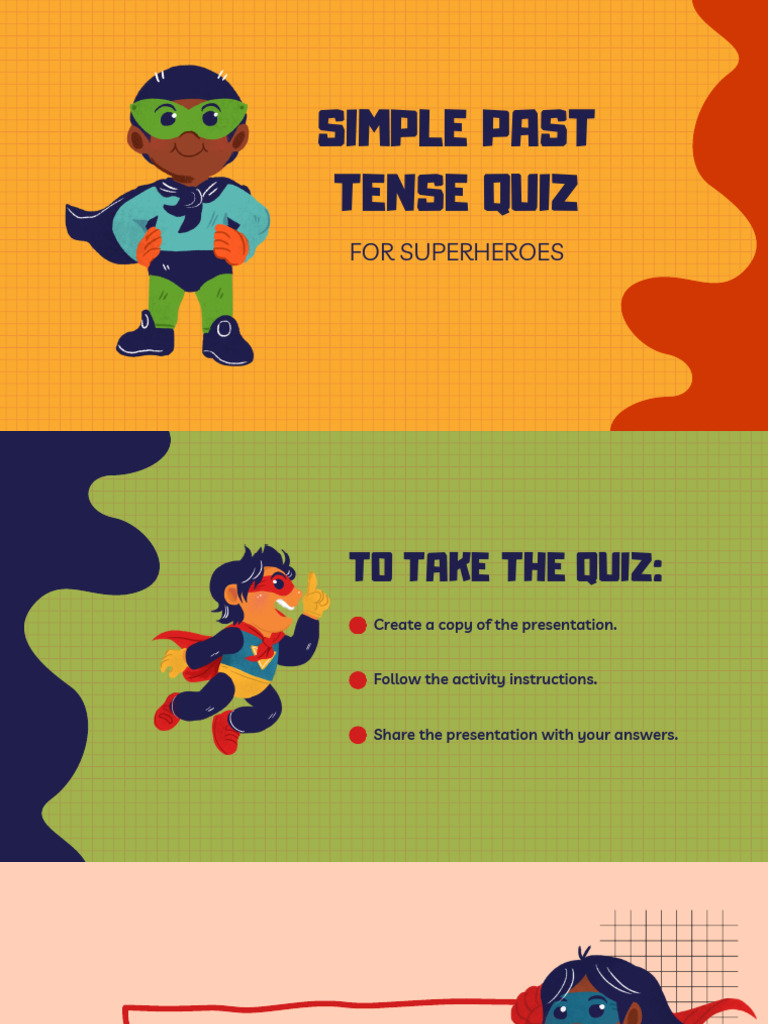 Colourful Playful Superheroes Past Simple Tense English Quiz ...