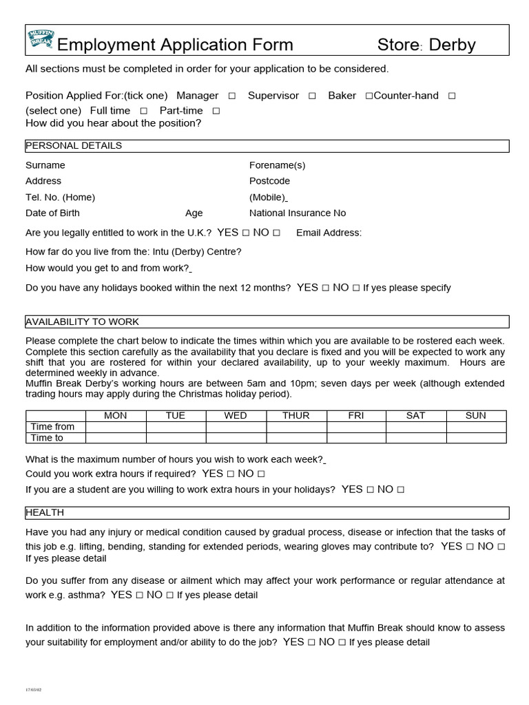Blank Application Form-5 | PDF | Employment