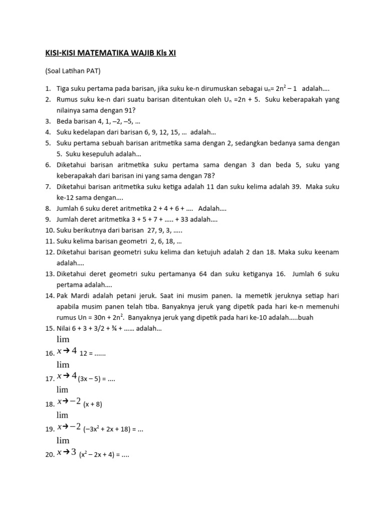 Soal Latihan PAT | PDF