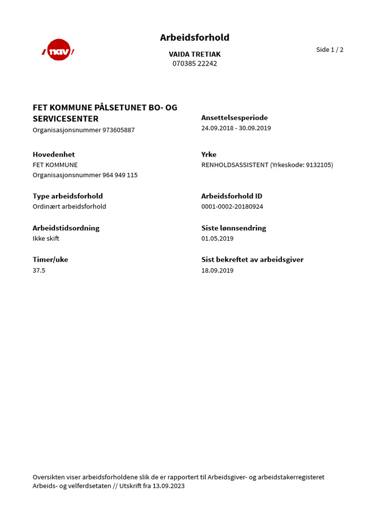 Arbeidsforhold 8 | PDF