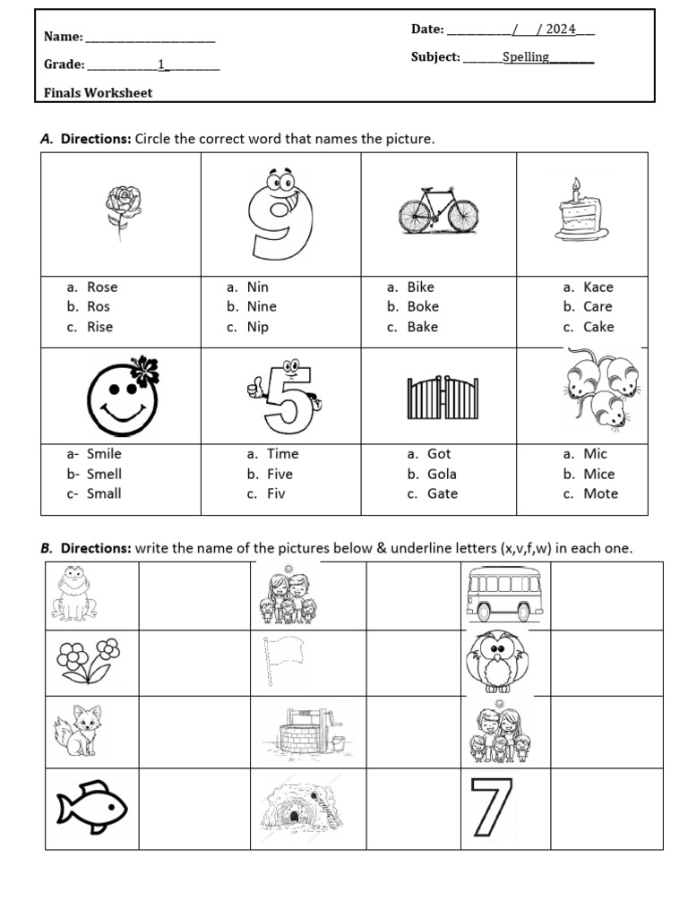 Grade 1 Spelling Worksheet | PDF