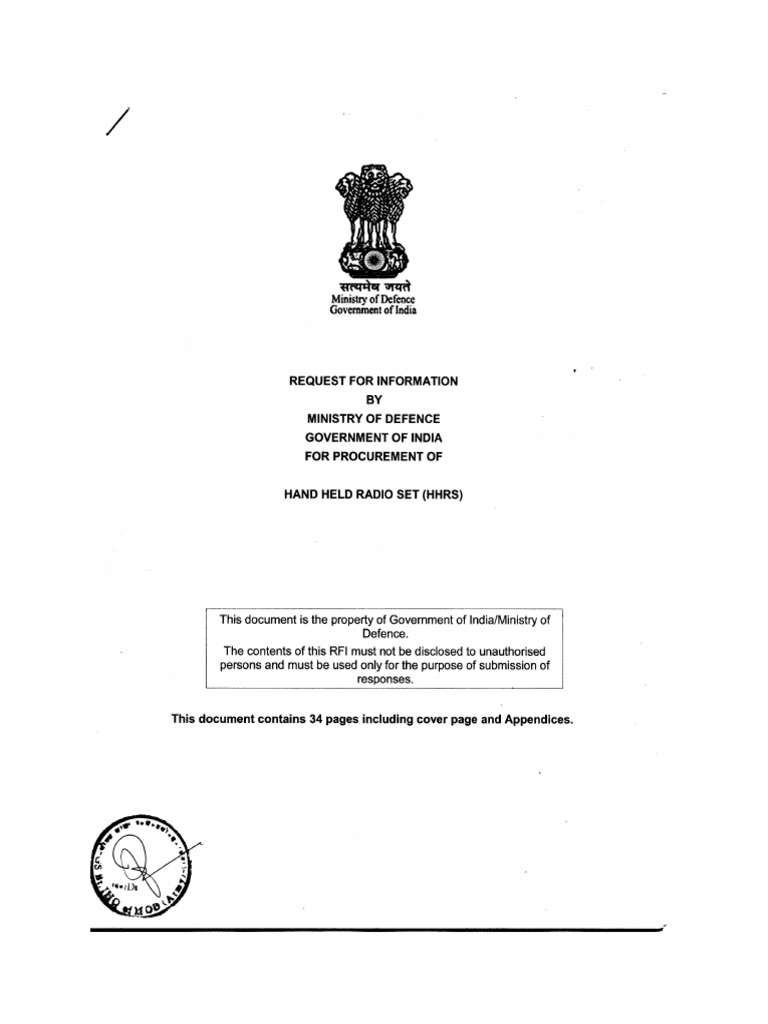 Rfi of Hand Held Radio Set (HHRS) | PDF