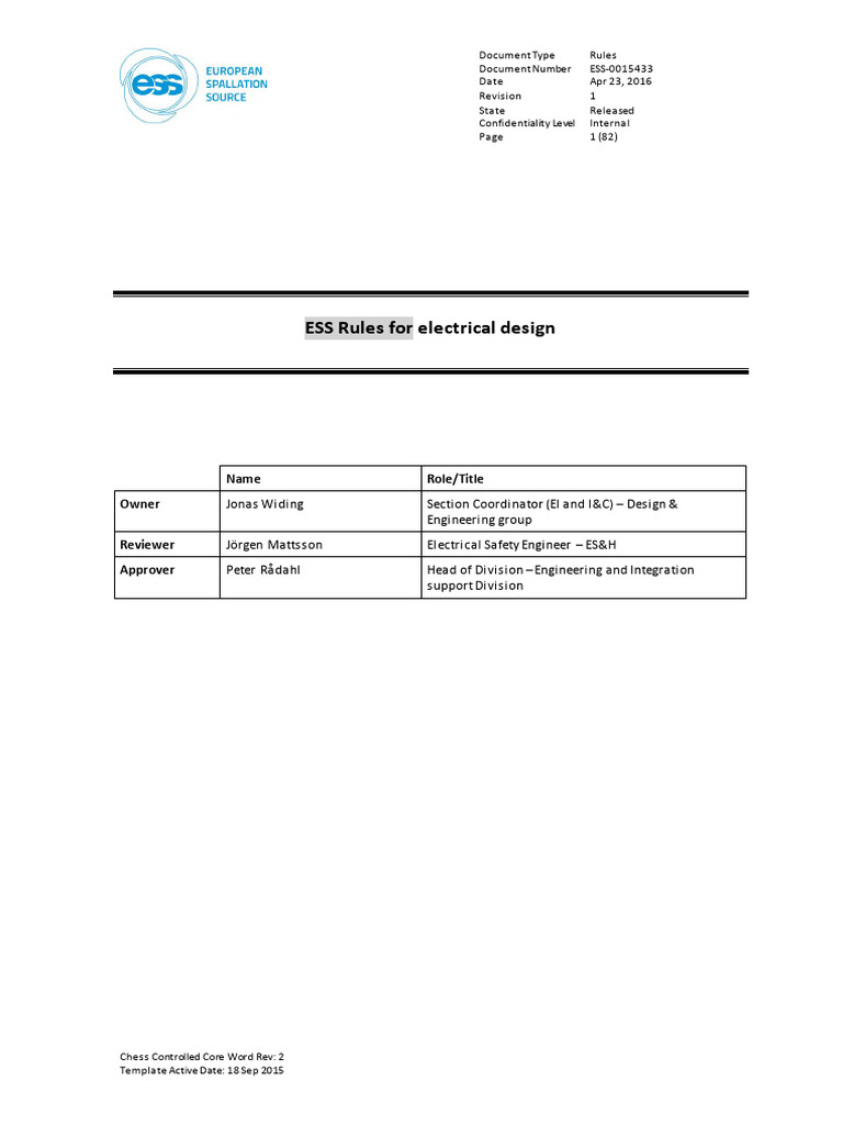 ESS-0015433 ESS Rules For Electrical Design | PDF | Power Supply ...