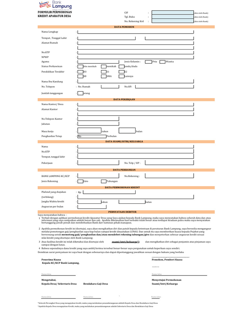Formulir Permohonan Kredit | PDF