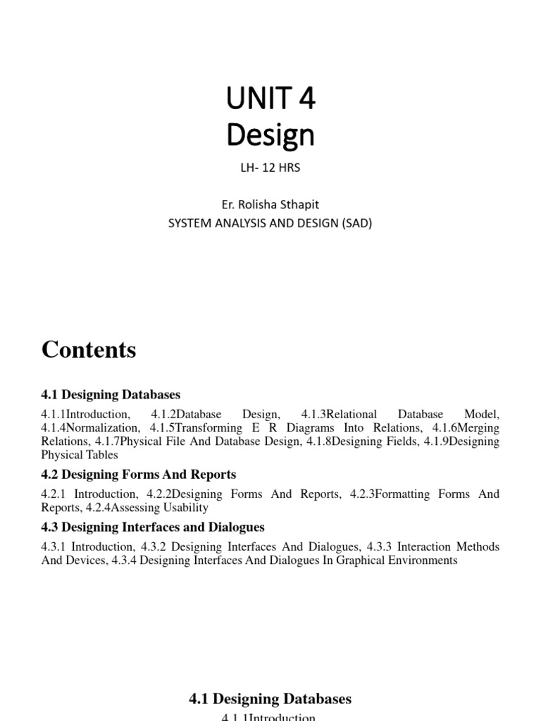 Unit 4-SAD | PDF | Databases | Data Model