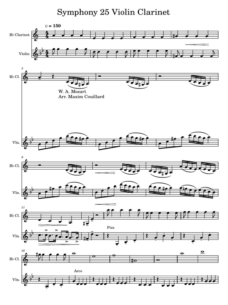 Symphony Violin Clarinet Duet | PDF | Compositions For Symphony ...