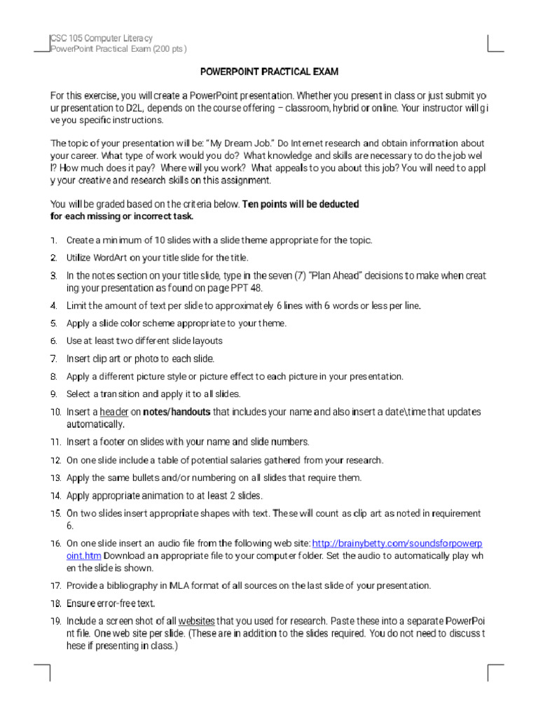 PowerPoint Practical Exam - Phoenix | PDF