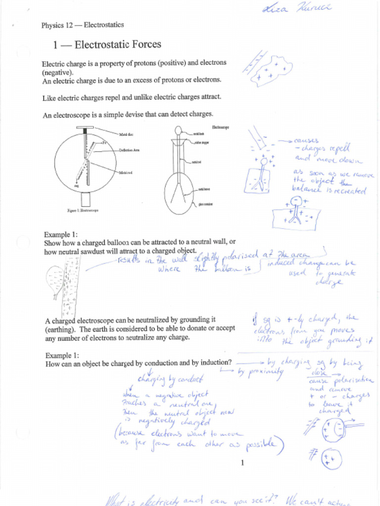 5 Filled in Electrostatics Notes 1 | PDF