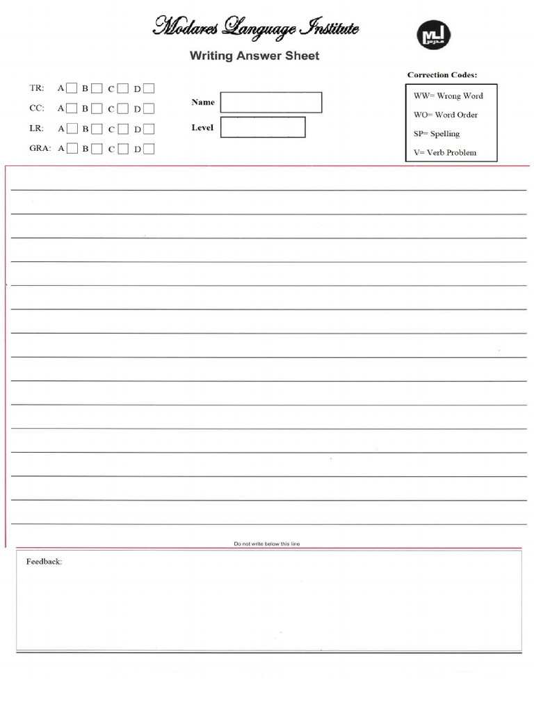 Writing Answer Sheet | PDF
