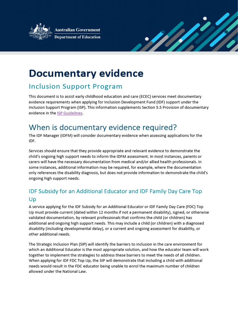 Inclusion Support Program Documentary Evidence | PDF | Health ...