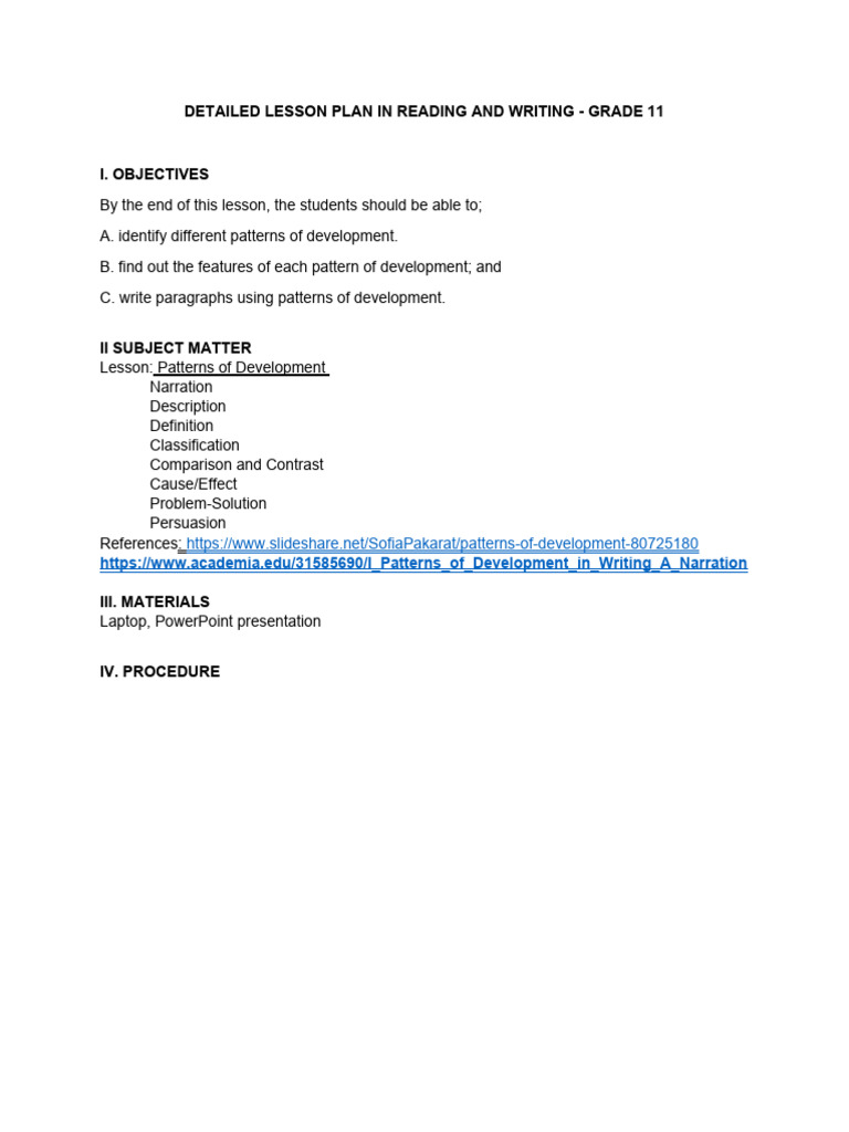 Detailed Lesson Plan in Reading and Writing | Download Free PDF ...